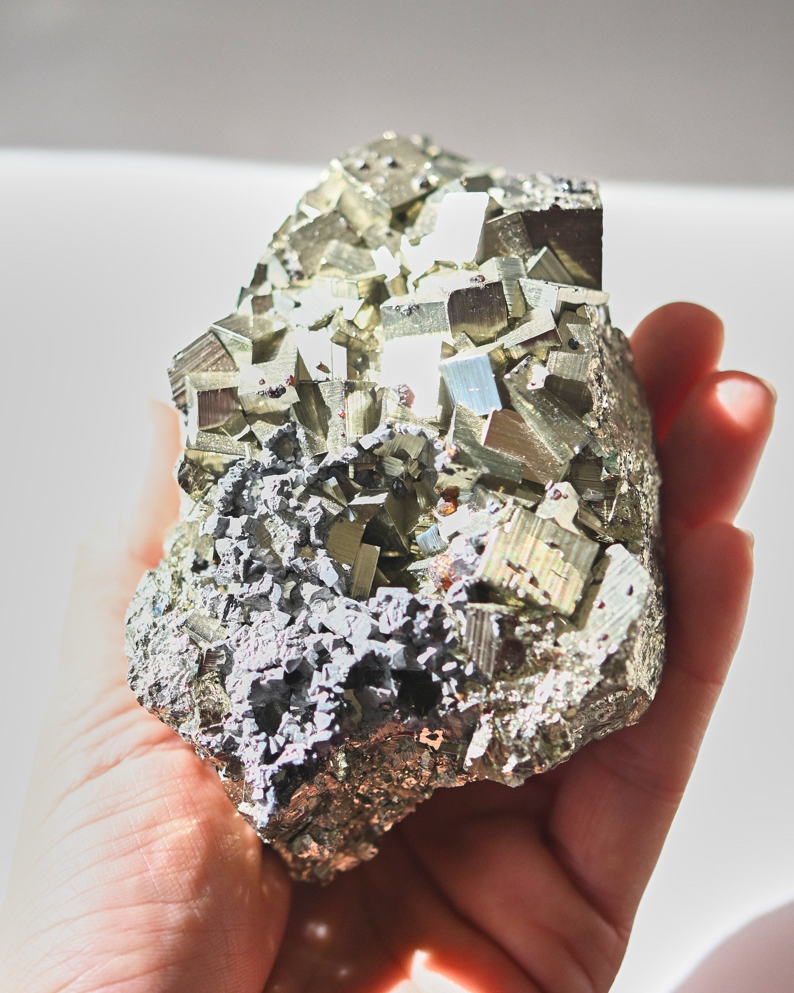 Peruvian Pyrite Cluster – Natural Cubic Crystal 3in – CRYSTALS.COM