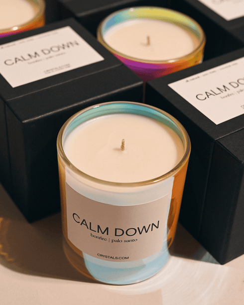 CALM DOWN Candle - palo santo candle non-toxic, coconut wax – CRYSTALS.COM